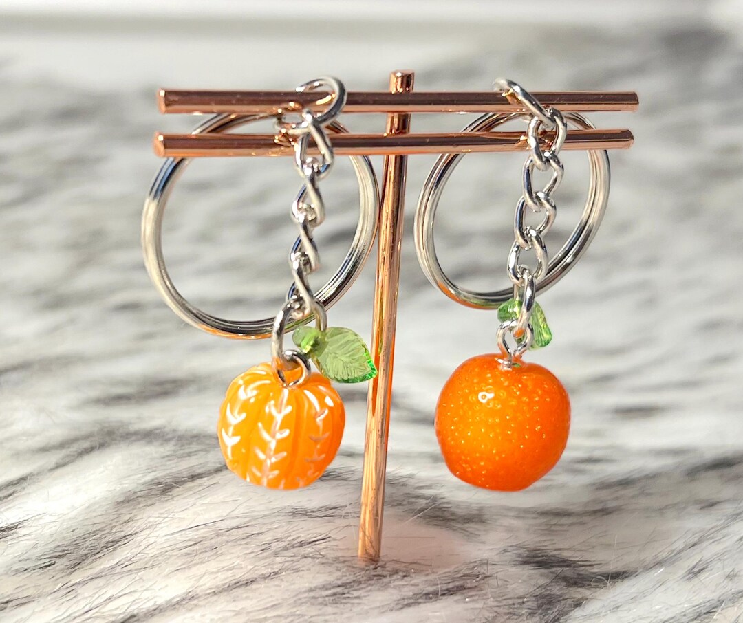 Realistic Tangerine Keychain | Peeled & Whole Orange Keyring - Etsy