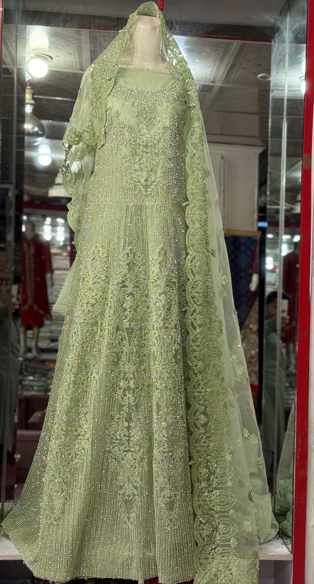 Pistachio Green Nikah Maxi | Pakistani Wedding Mehndi/engagement Frock ...