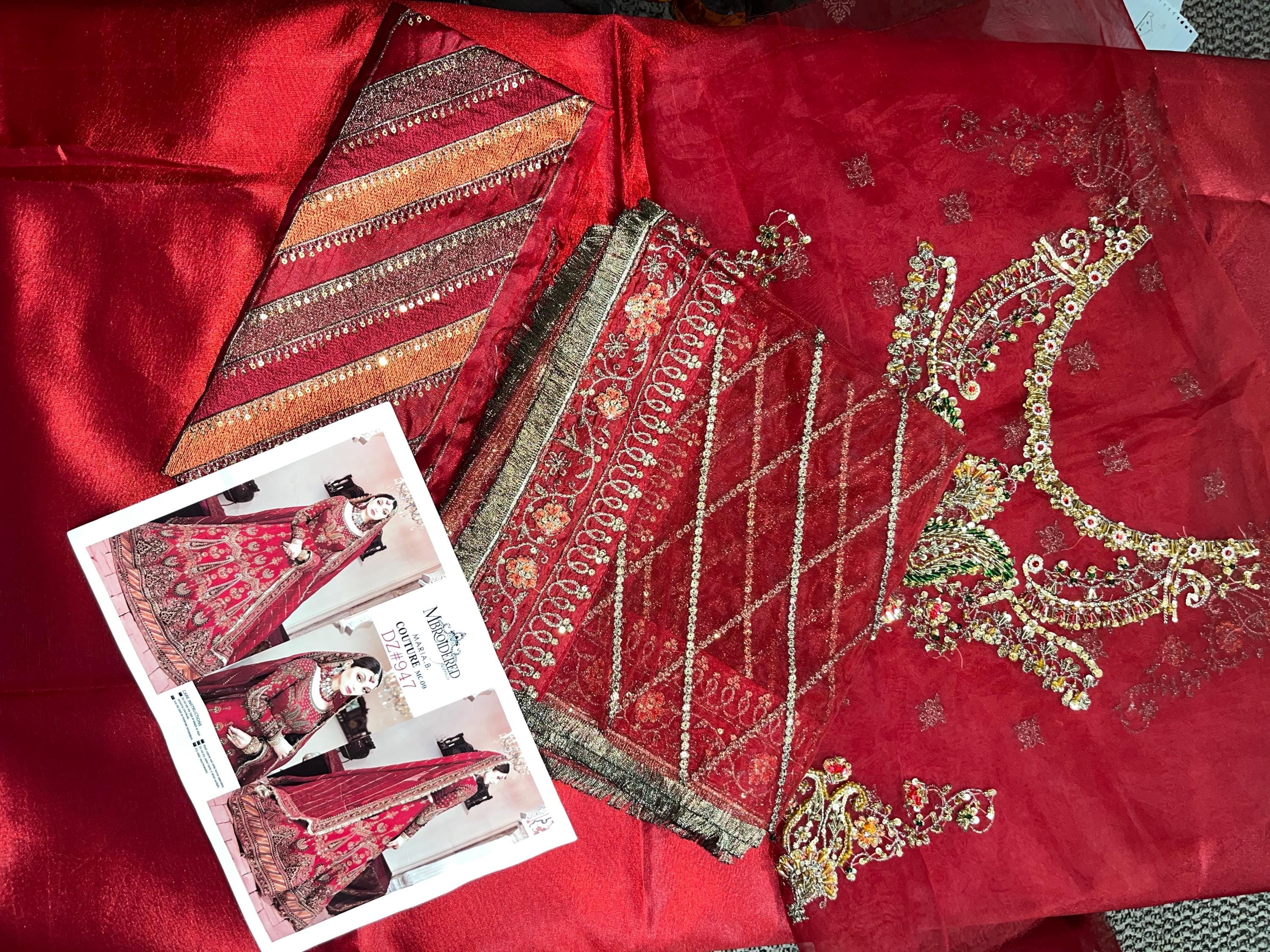 Designer Maroon Wedding Lehenga Set – Maria B Inspired | Asian Bridal ...