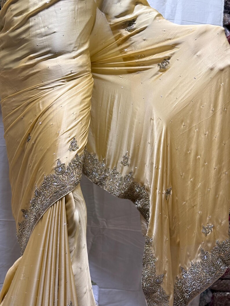 Golden Glow Embroidered Saree Handcrafted Elegance With Intricate ...