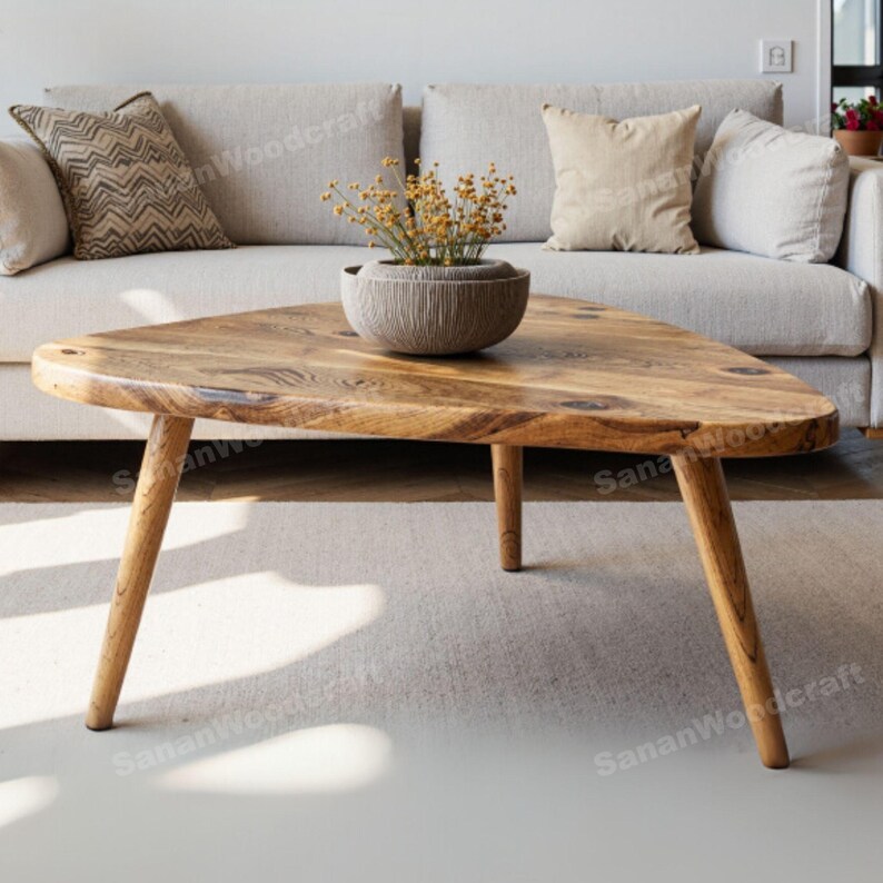 Mid-century Modern Walnut Coffee Table - Solid Wood Triangle Table, 34 ...