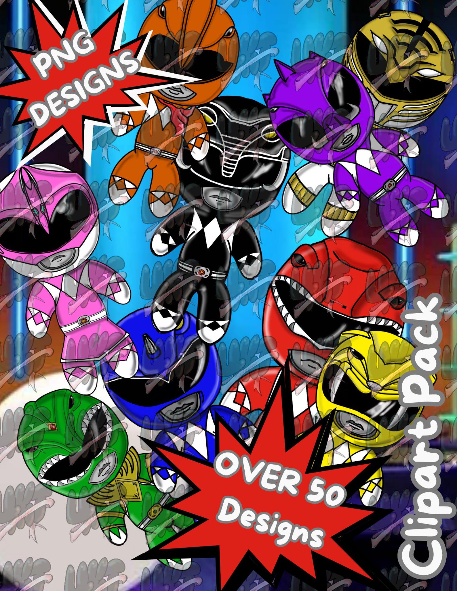 Power Rangers Clipart, Fanart, Chibi Character, Digital Download, Png ...