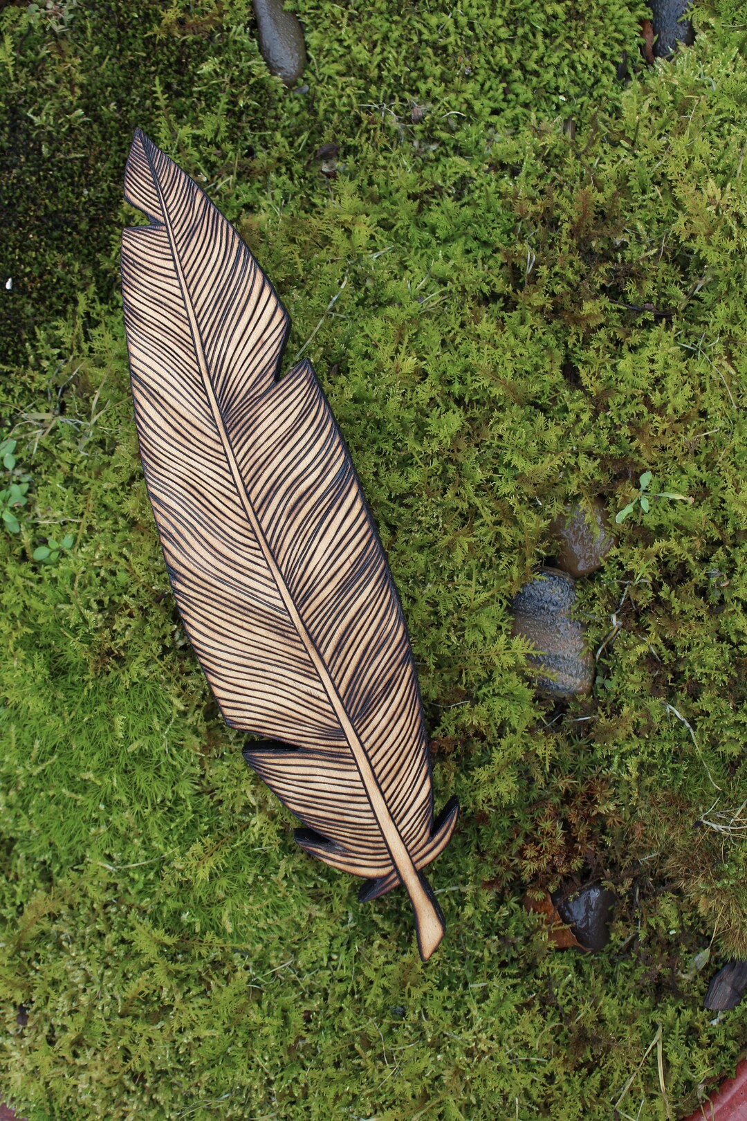 Wood Burned FEATHER Wall Hanging - Boho Home Decor - OOAK - Handcrafted ...