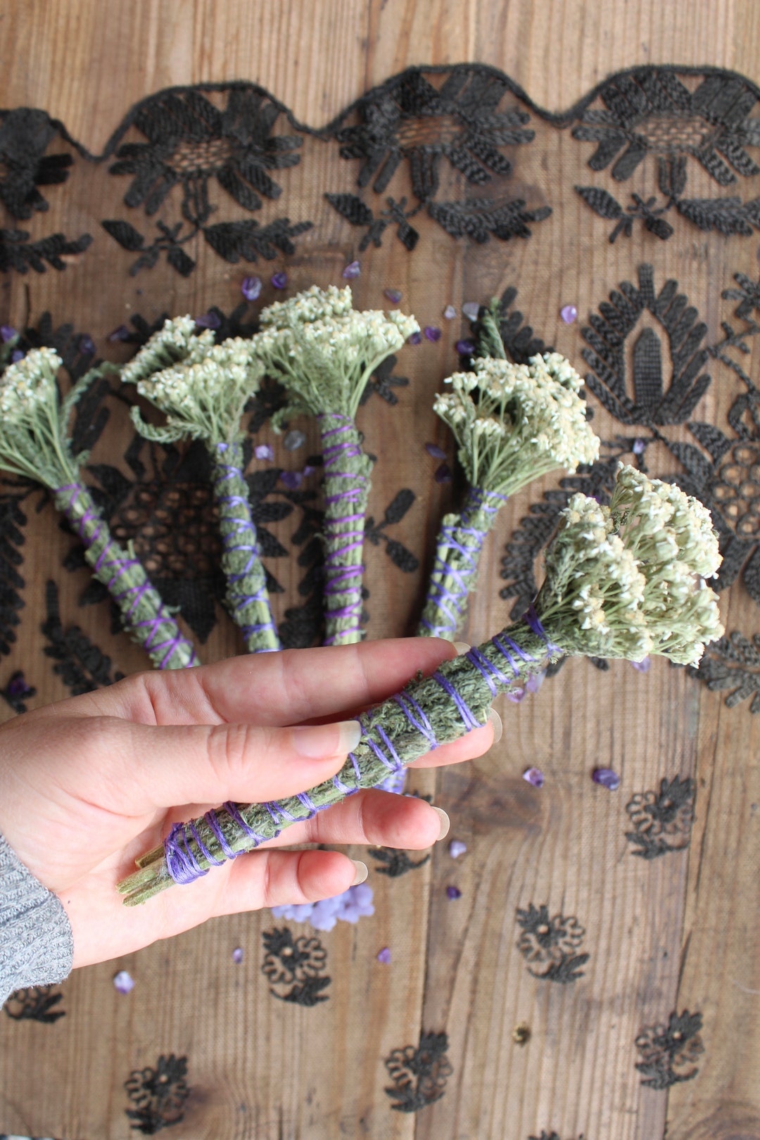 Yarrow Flower Bundle Energy Cleansing Smoke Wand Ethically Harvested ...