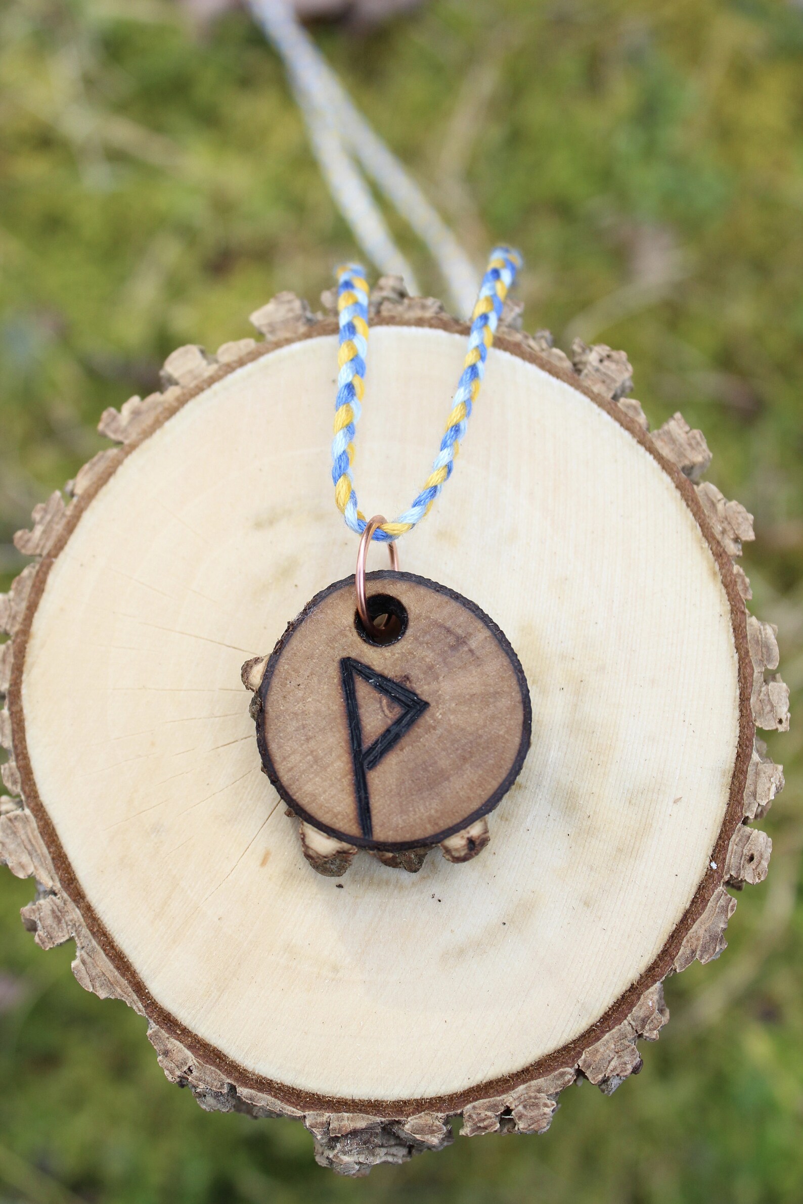 Rune JOY Talisman WUNJO Wood Burned Branch Necklace | Etsy