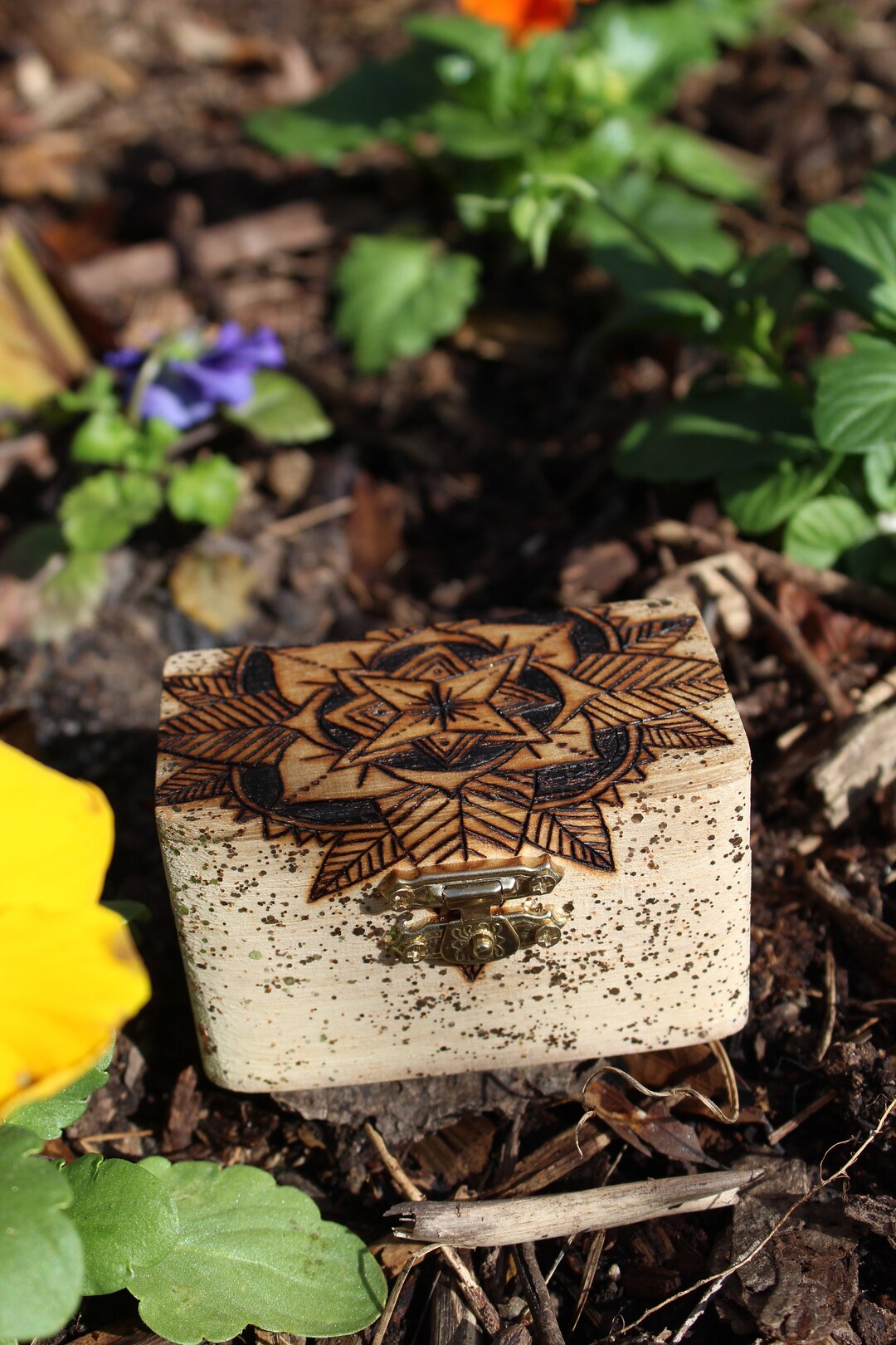 Wood Burned Mandala Box - Box Collector Gift - Small Wooden Keepsake ...