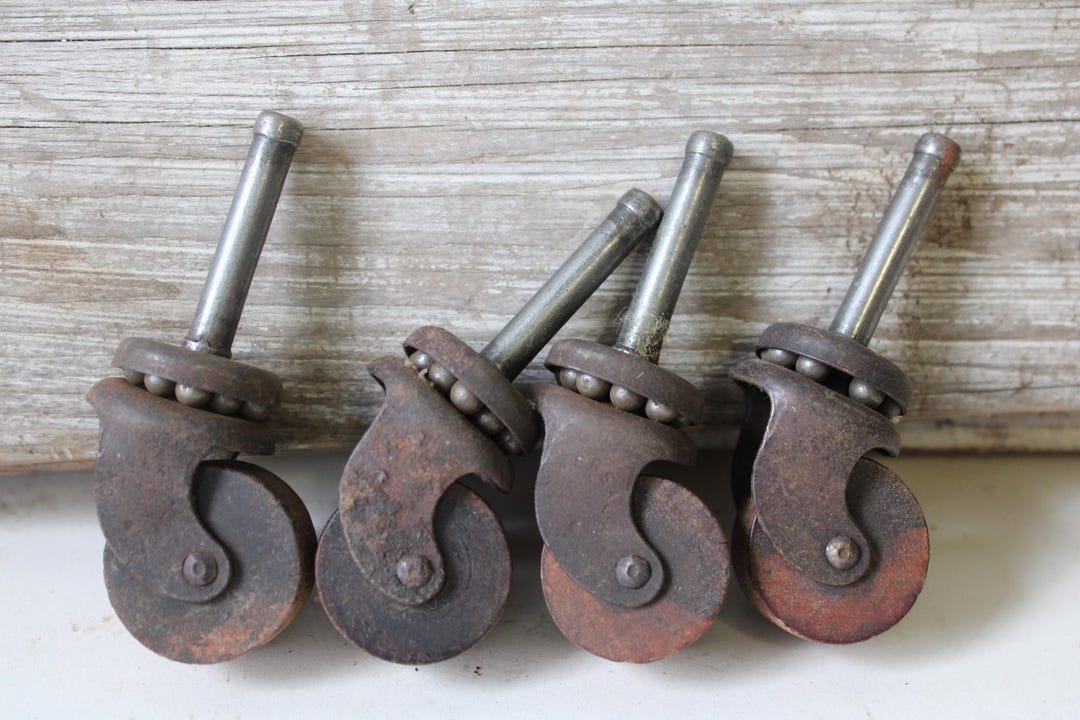 4 Vintage Casters Wood Wheels Rustic Antique Restoration Hardware ...
