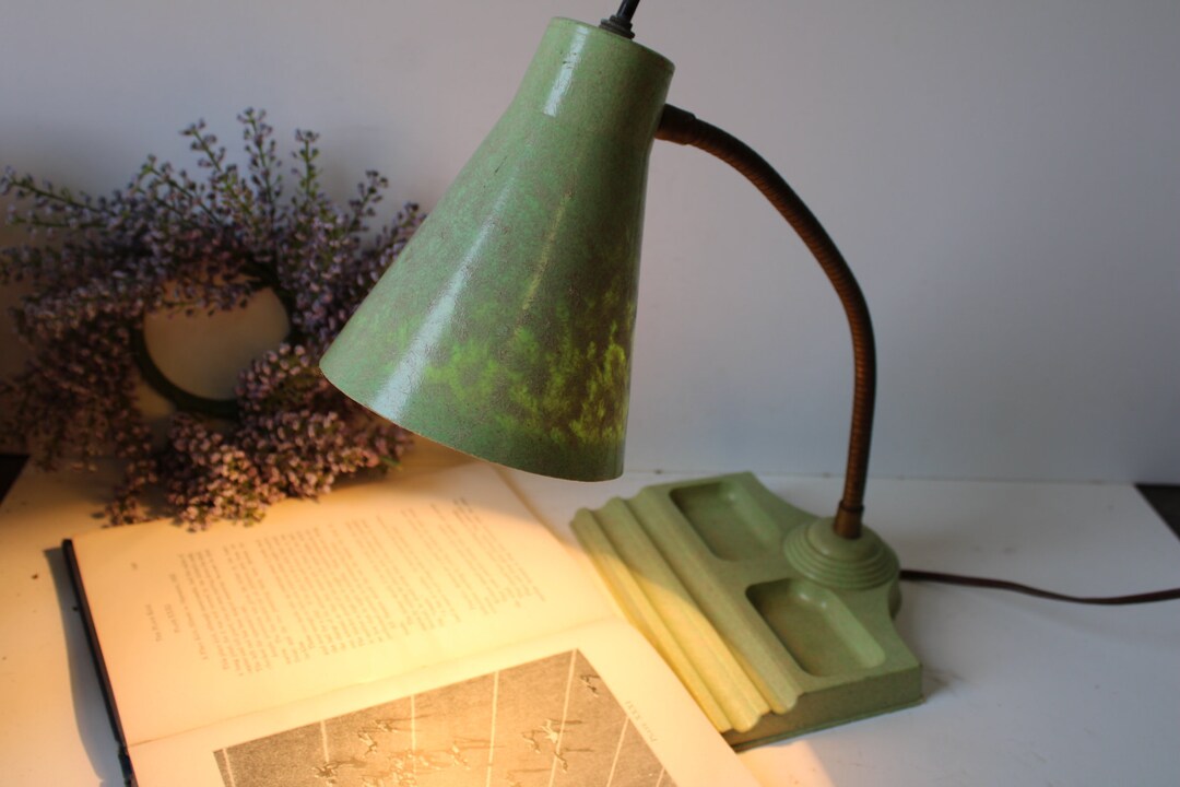 Vintage Table Study Lamp Light Green Mid Century Modern Melmac - Etsy