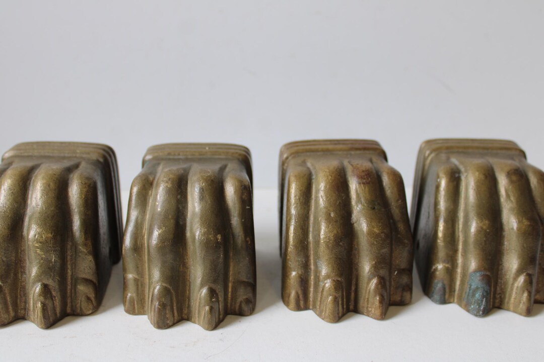 Four Large Vintage Table Leg End Caps Claw Foot Antique Brass ...
