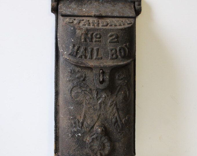Vintage Cast Iron Wall Mailbox Standard 2 Black Post Office Box Outdoor ...