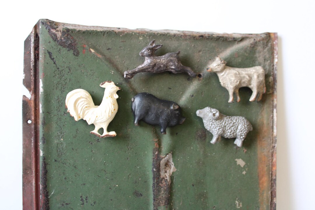 Antique Tin Ceiling Barn Roof Tile W/ Magnets Rustic Primitive Barn ...