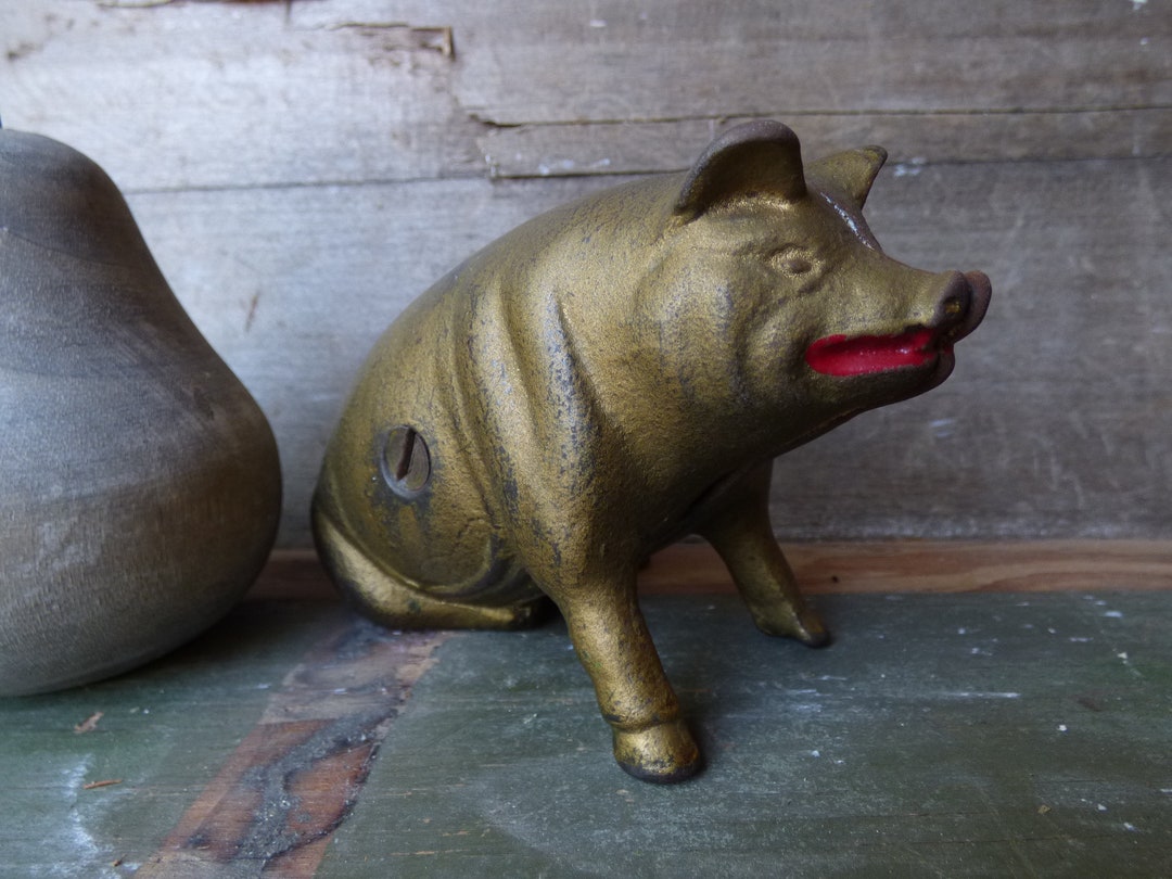 Vintage Cast Iron Pig Still Bank Rustic Primitive Piggy Bank - Etsy