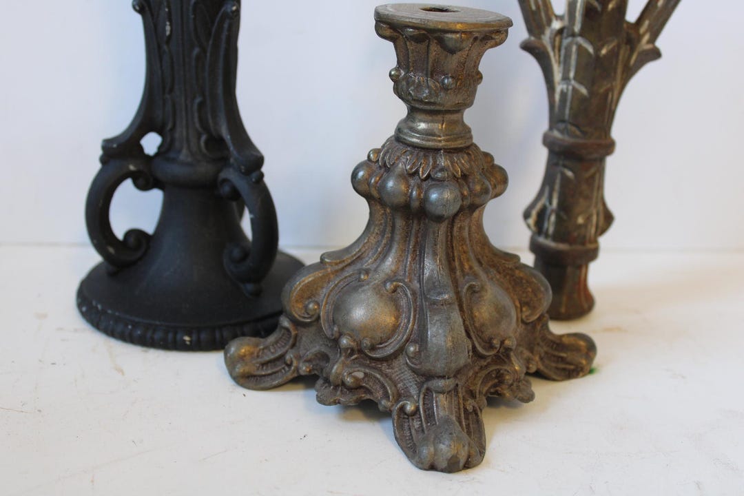 Three Vintage Lamp Base Body Parts Metal Lighting Salvage Nouveau ...