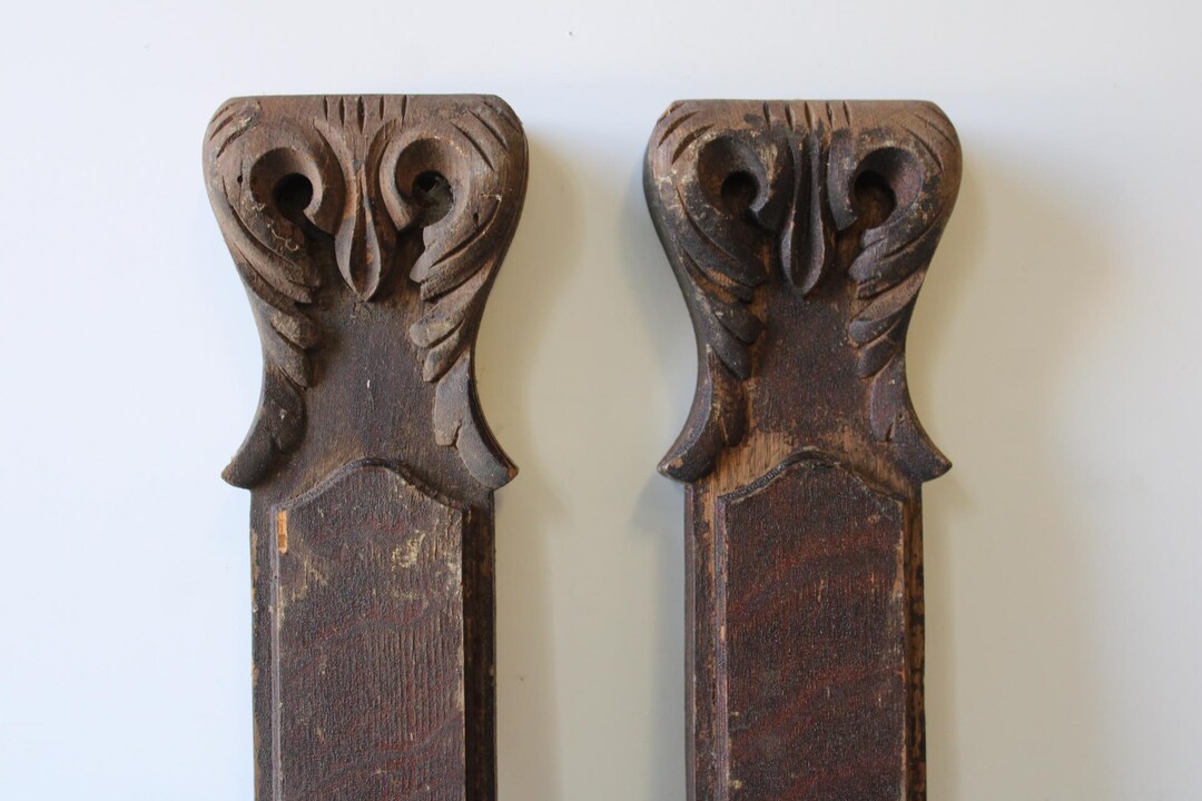 Two Antique Wood Post Architectural Salvage Ornamental Decorative Pair ...