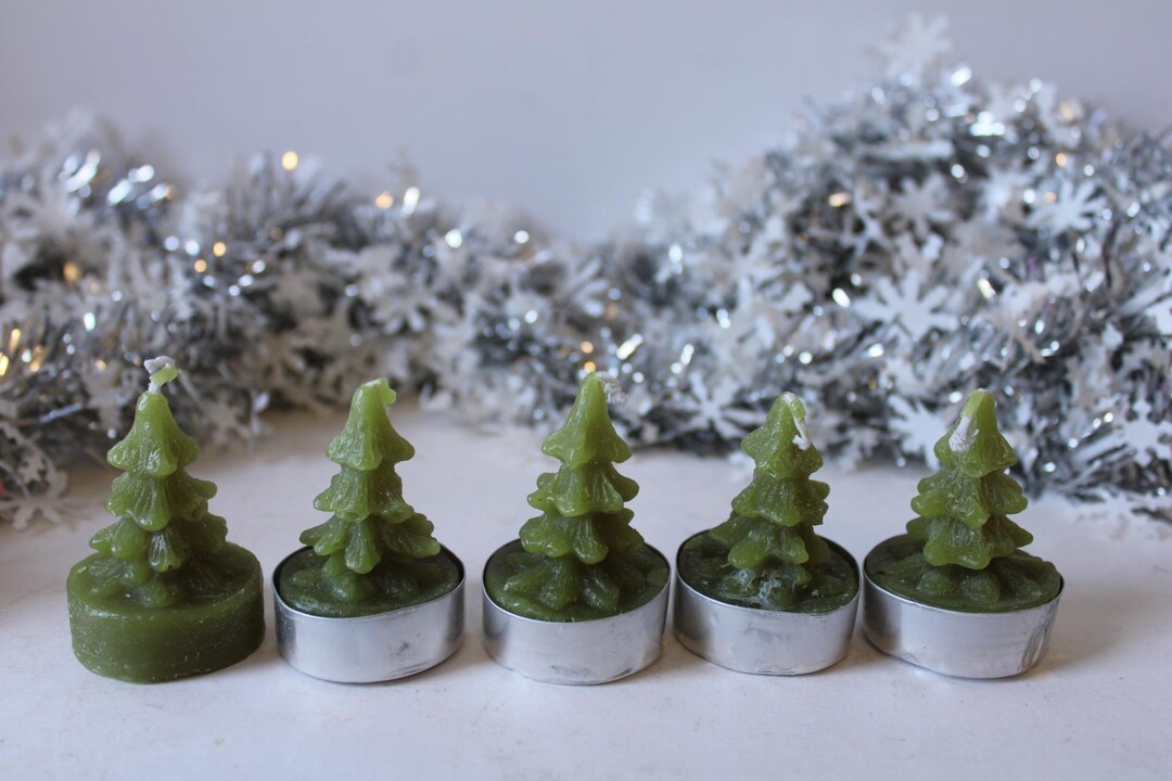Five Vintage Tree Candles Votives Pine Trees Holiday Decorations - Etsy