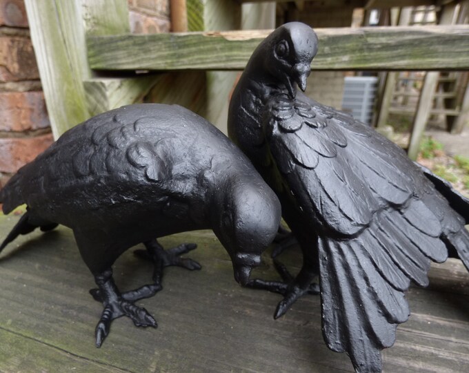 2 Antique Cast Iron Birds Pigeon Statue Home Garden - Etsy