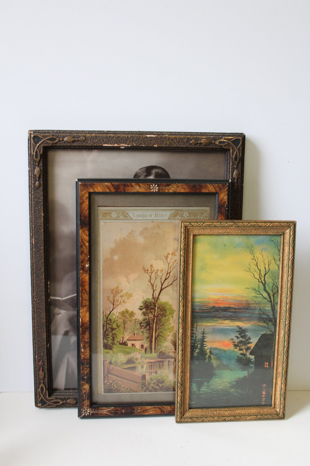 Three Vintage Framed Pictures Antique Frames Variety Landscapes Photo ...