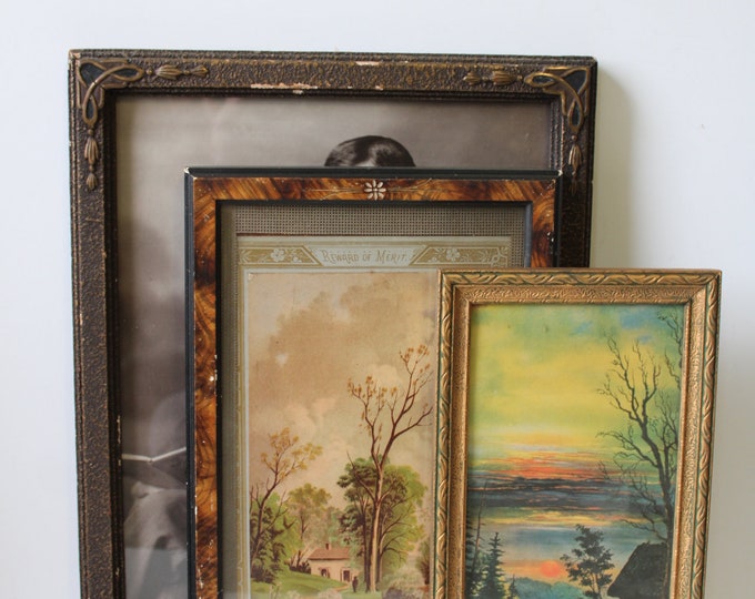 Three Vintage Framed Pictures Antique Frames Variety Landscapes Photo ...