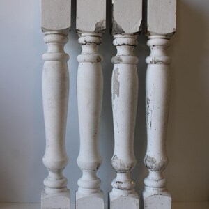 Four Vintage Wood Posts Chippy White Spindles Balusters Architectural ...