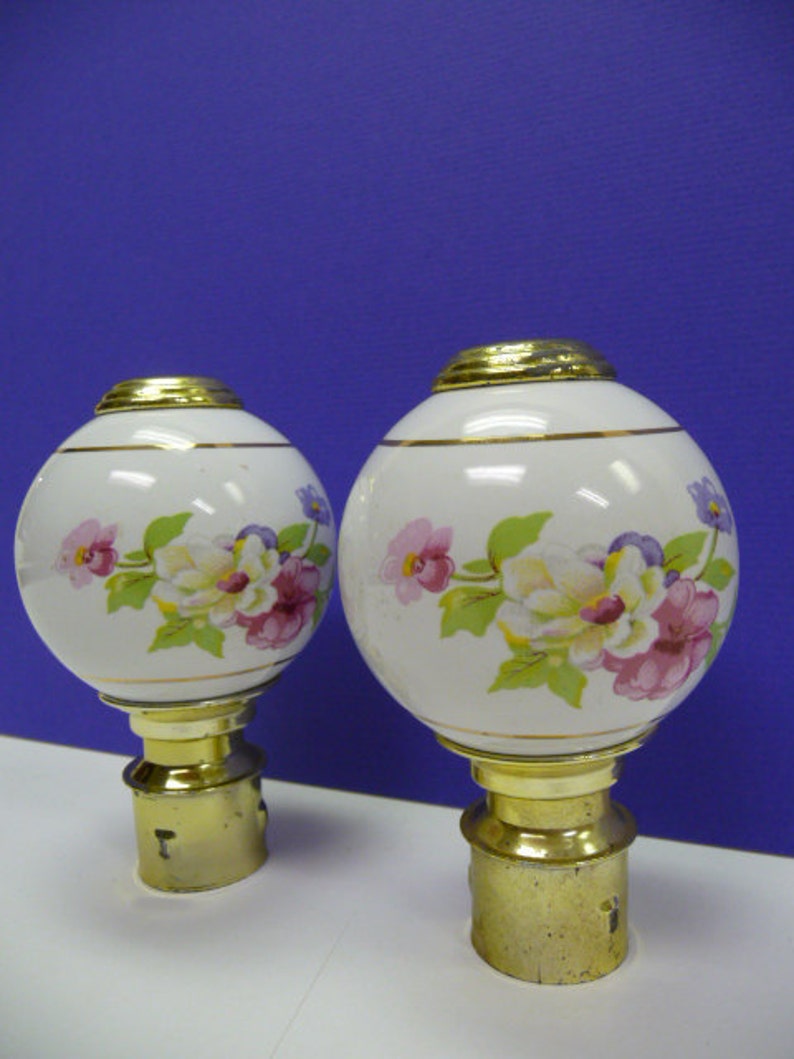 Two Porcelain Bed Post Finials Vintage Pair Floral Etsy
