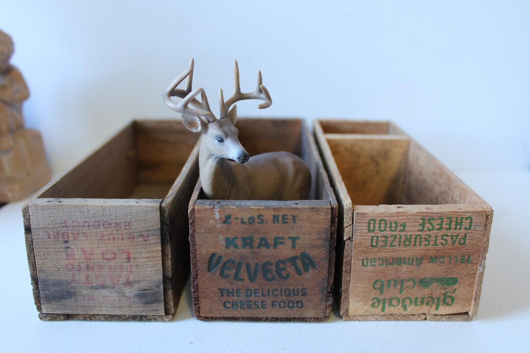Three Vintage Wood Cheese Boxes Tool Storage Rustic Primitive Planter ...