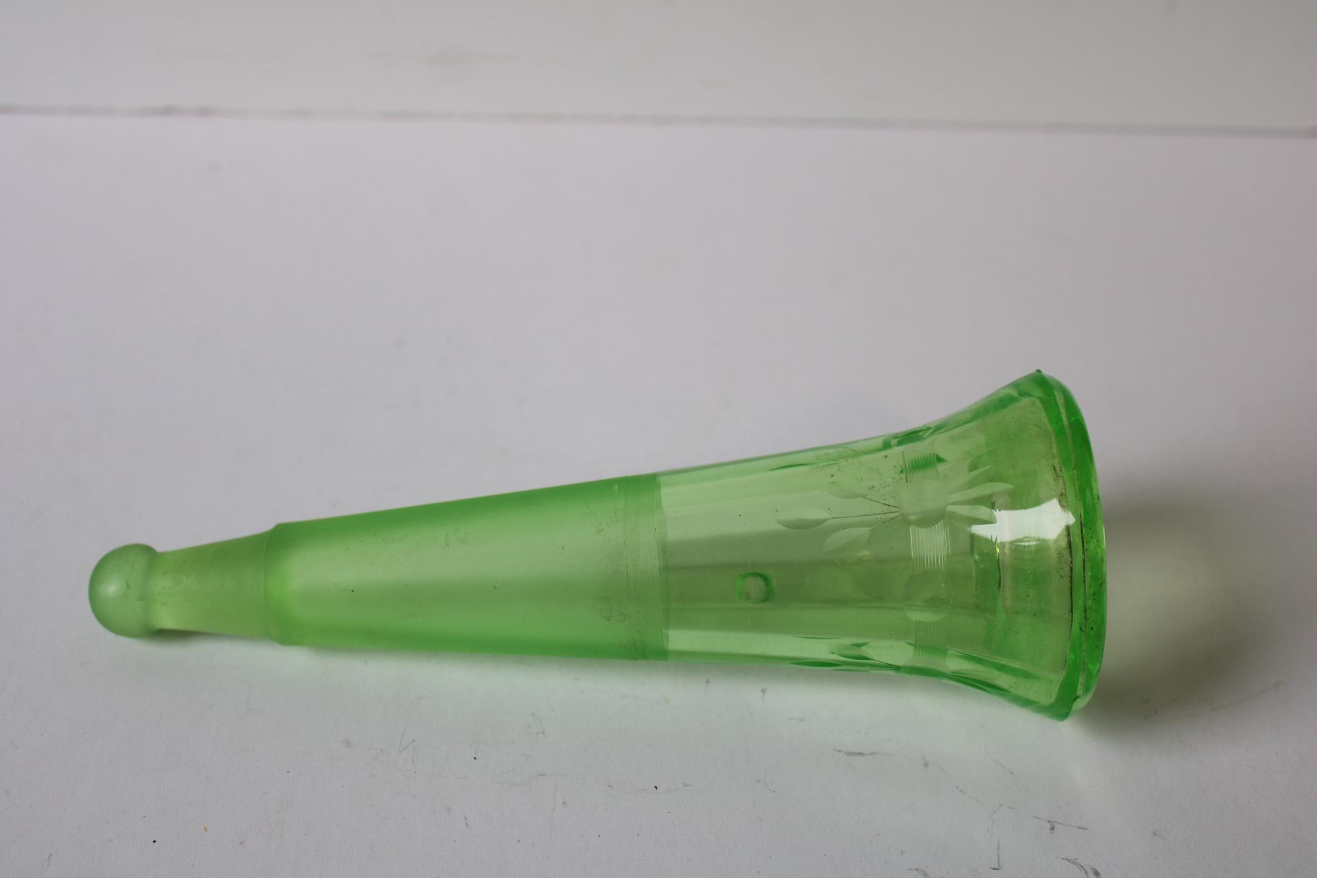Antique Green Vaseline Etched Glass Car Hearse Funeral Bud Vase - Etsy