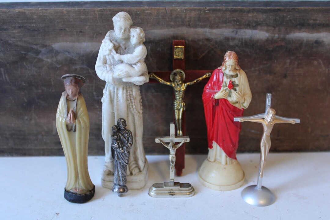 Lot of Vintage Religious Statues Miniature Variety Jesus Mary Saint ...