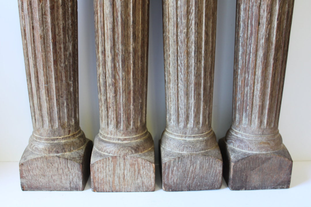 Four Antique Wood Posts Table Legs Fluted Chunky Architectural Salvage ...