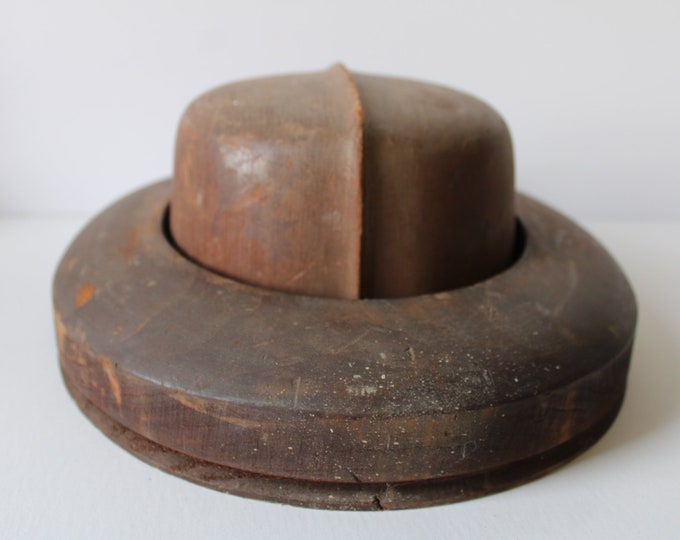 Antique Wood Hat Form Brim Block Mold Primitive Millinery Fedora ...
