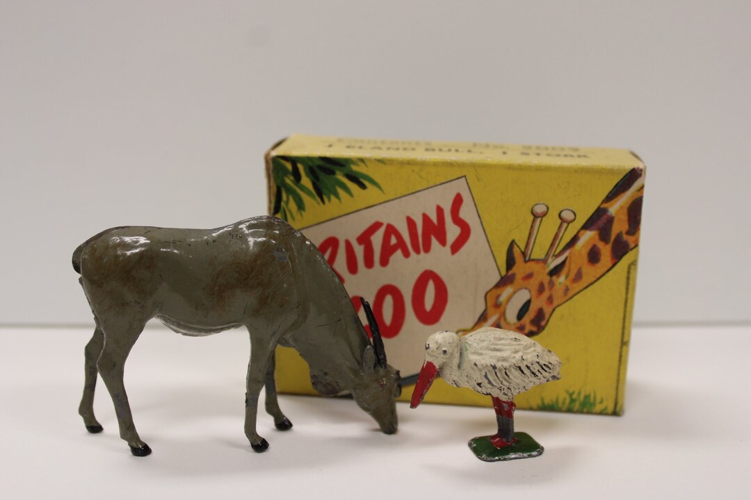 Vintage Lead Zoo Animals Stork & Eland Bull W/ Box Britain London ...