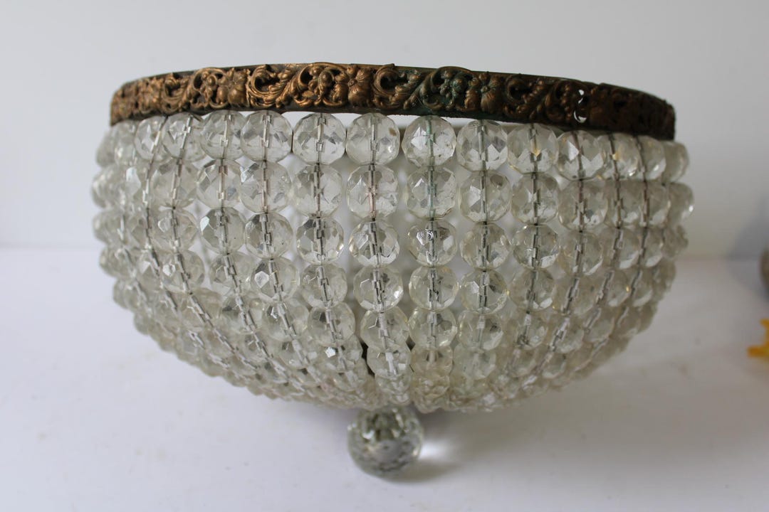 Antique Chandelier Ceiling Light Cover Prisms Shade Architectural ...