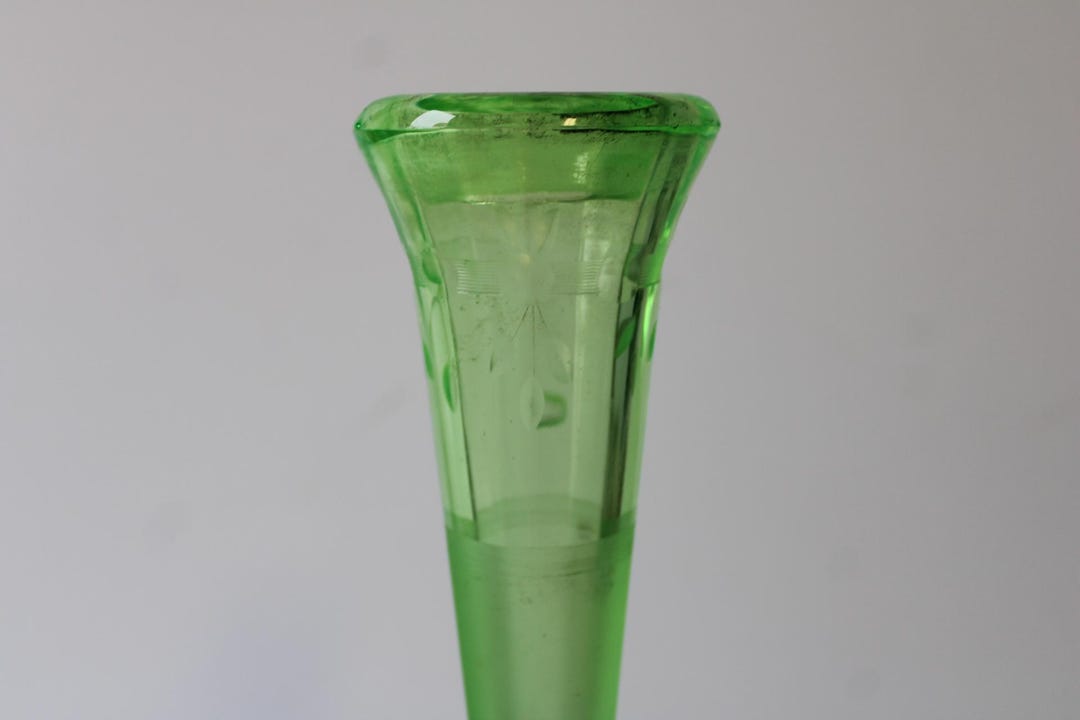 Antique Green Vaseline Etched Glass Car Hearse Funeral Bud Vase - Etsy