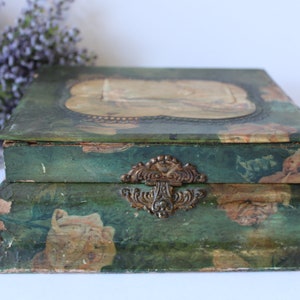 Antique Lidded Box Victorian Chest Handkerchief Storage Jewelry Vanity ...