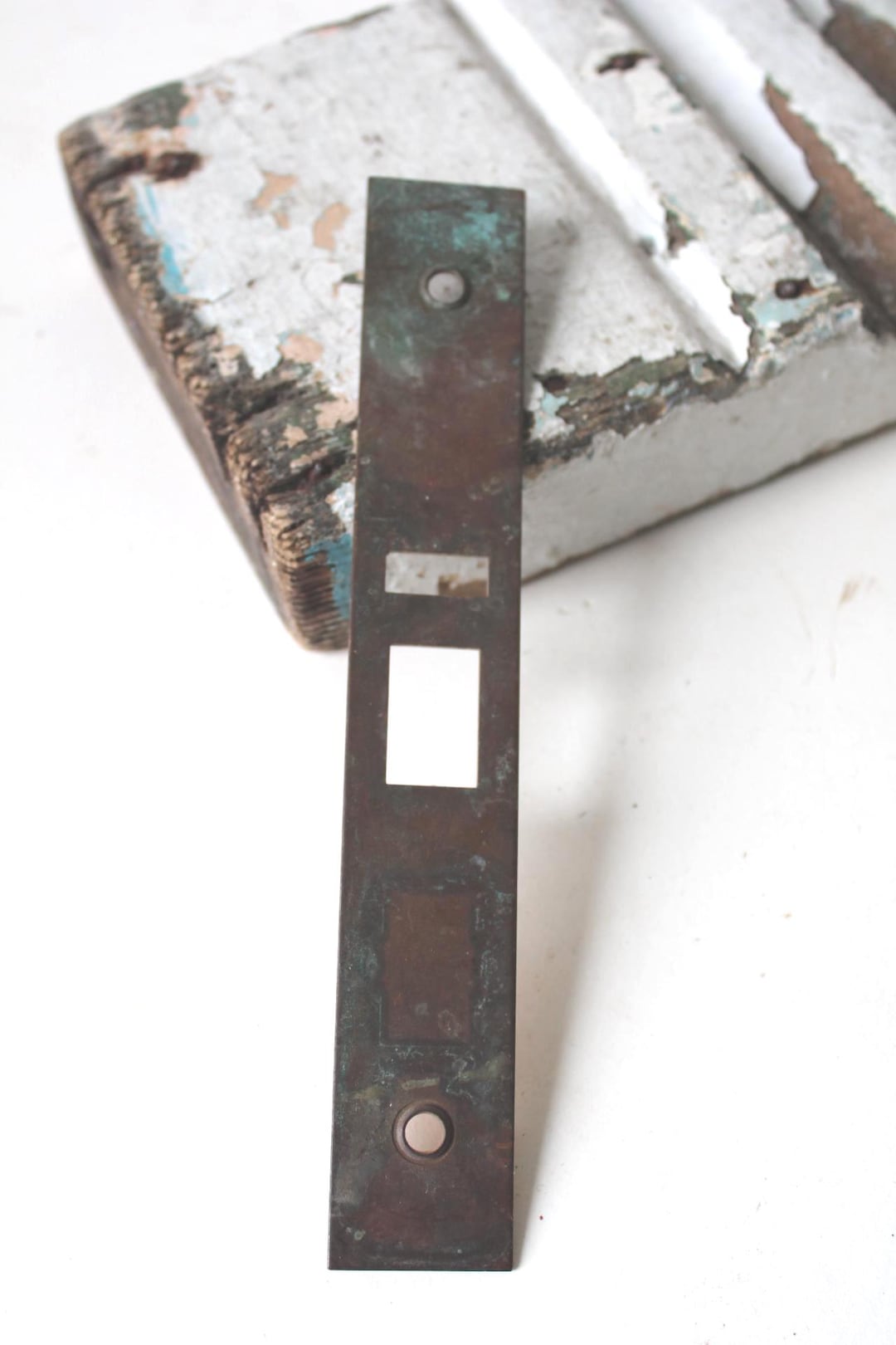 Antique Aged Bronze Mortise Strike Plate Large Lockset Restoration ...