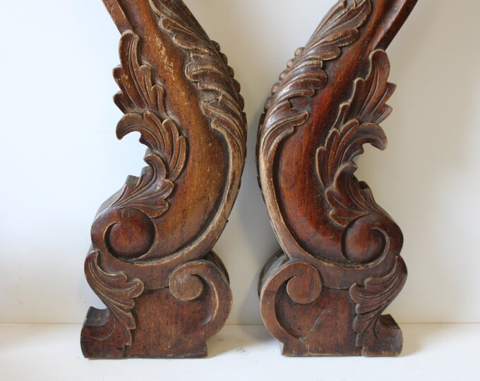 Two Antique Wood Post Legs Architectural Salvage Ornamental Decorative ...