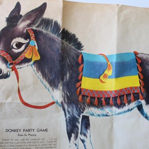 Vintage Pin the Tail on the Donkey Game Paper Ephemera Burro Party Game ...