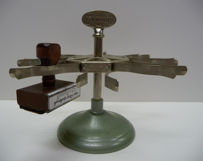 Vintage Standard Rubber Stamp Holder Spin It Green and Silver - Etsy