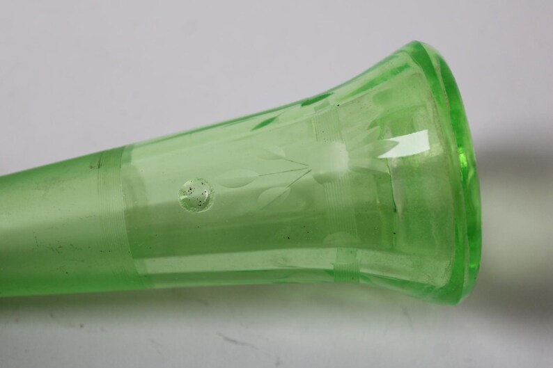 Antique Green Vaseline Etched Glass Car Hearse Funeral Bud Vase - Etsy