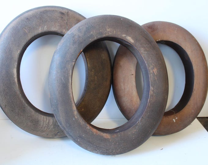 Three Antique Wood Hat Forms Brim Block Molds Primitive Millinery ...