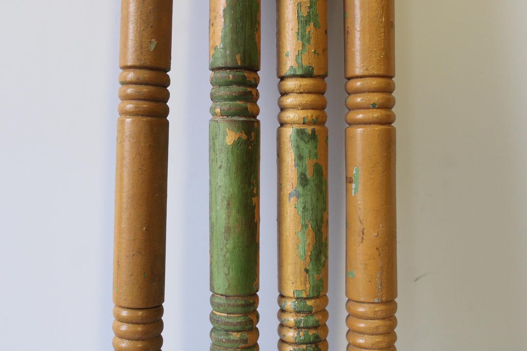 Four Vintage Wood Posts Chippy Balusters Spindles Table Legs ...
