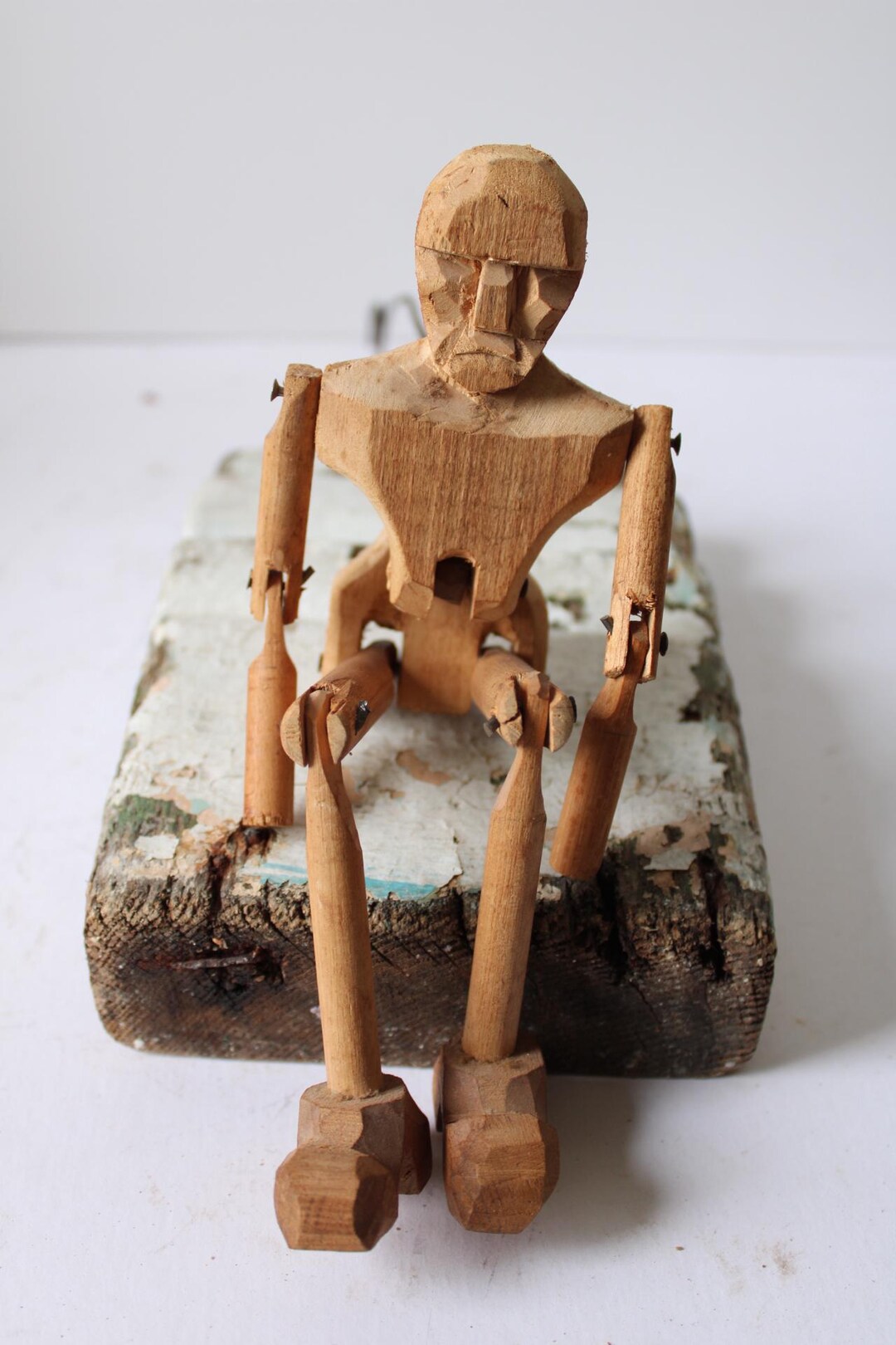 Vintage Carved Wood Jointed Man Puppet Primitive Art Display - Etsy