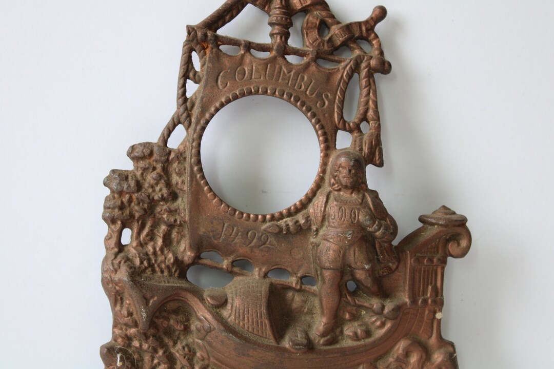 Antique Clock Frame Figural Man Ship Boat Display Salvage Repurpose ...