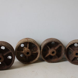 Four Vintage Wheels Metal Iron Cart Scale Wheel Rustic Industrial ...