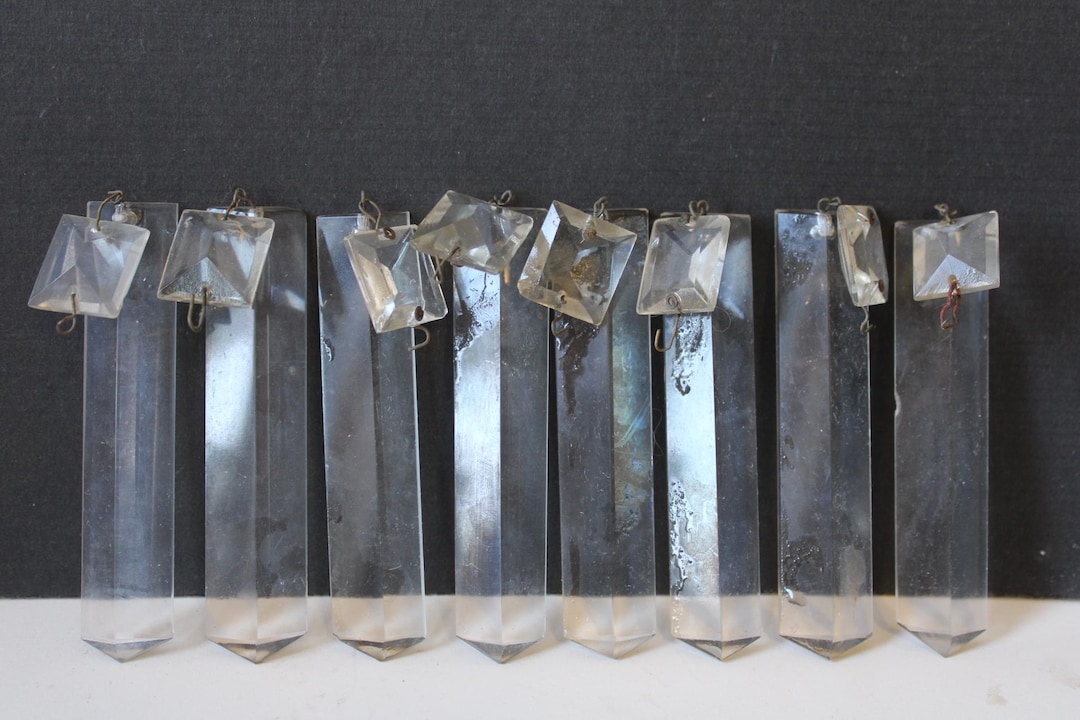 8 Vintage Prisms W/ Attached Prism Antique Chandelier Light Lamp Sun ...