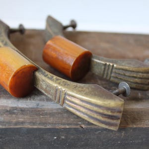 Two Vintage Drawer Handles W/ Orange Bakelite Gold Pulls Architectural ...
