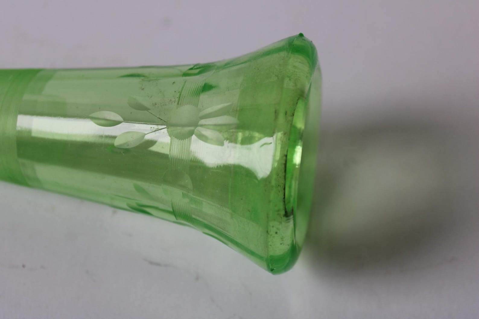 Antique Green Vaseline Etched Glass Car Hearse Funeral Bud Vase - Etsy