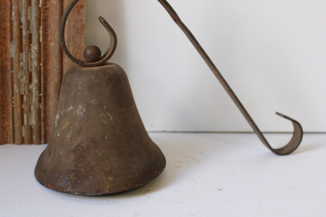 Vintage Wall Mount Bell Rustic Hanging Wrought Iron Curlicue Bracket - Etsy