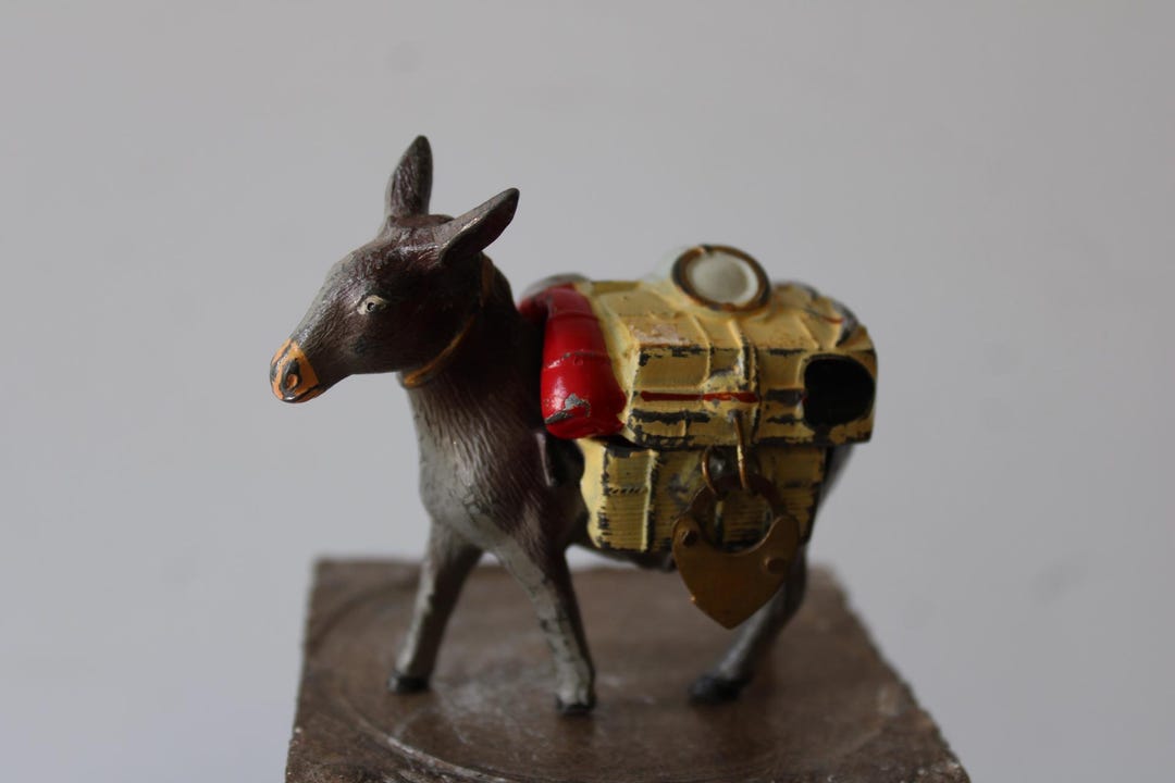 Vintage Cast Metal Donkey Miniature Burro W/ Chest Box Miner Camper - Etsy
