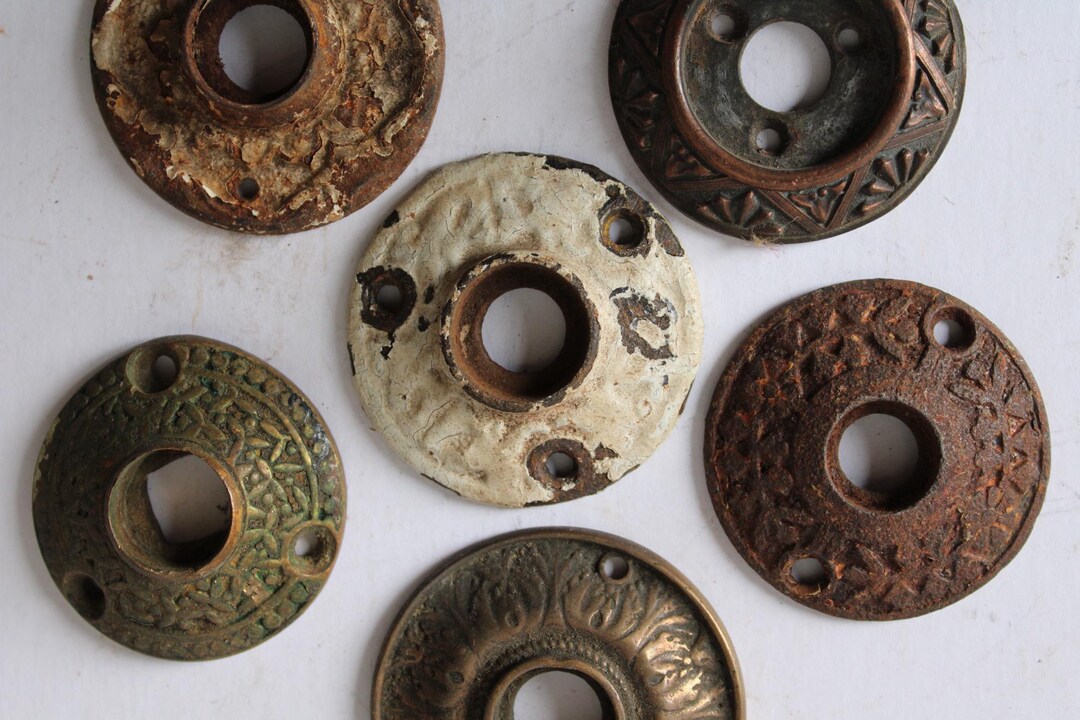 Lot 6 Antique Door Rosette Plates Round Ornate Eastlake Repurpose ...