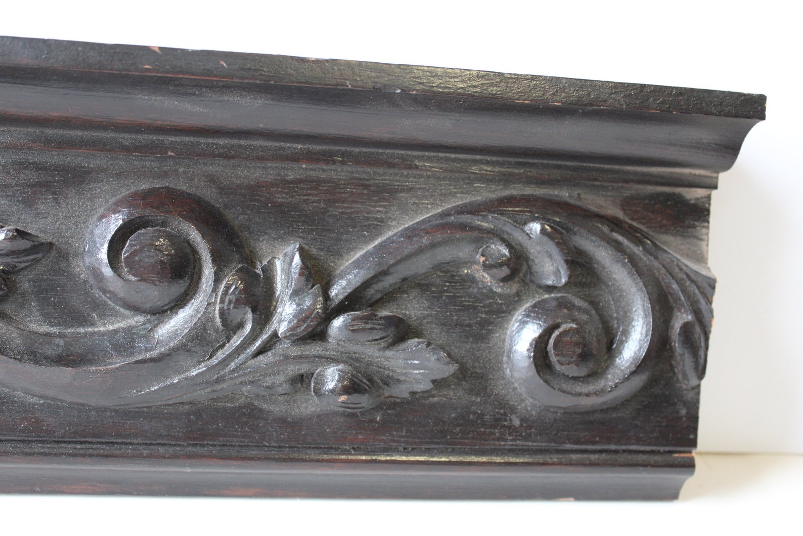 Antique Wood Pediment Furniture Trim Rail Board Crest Architectural ...